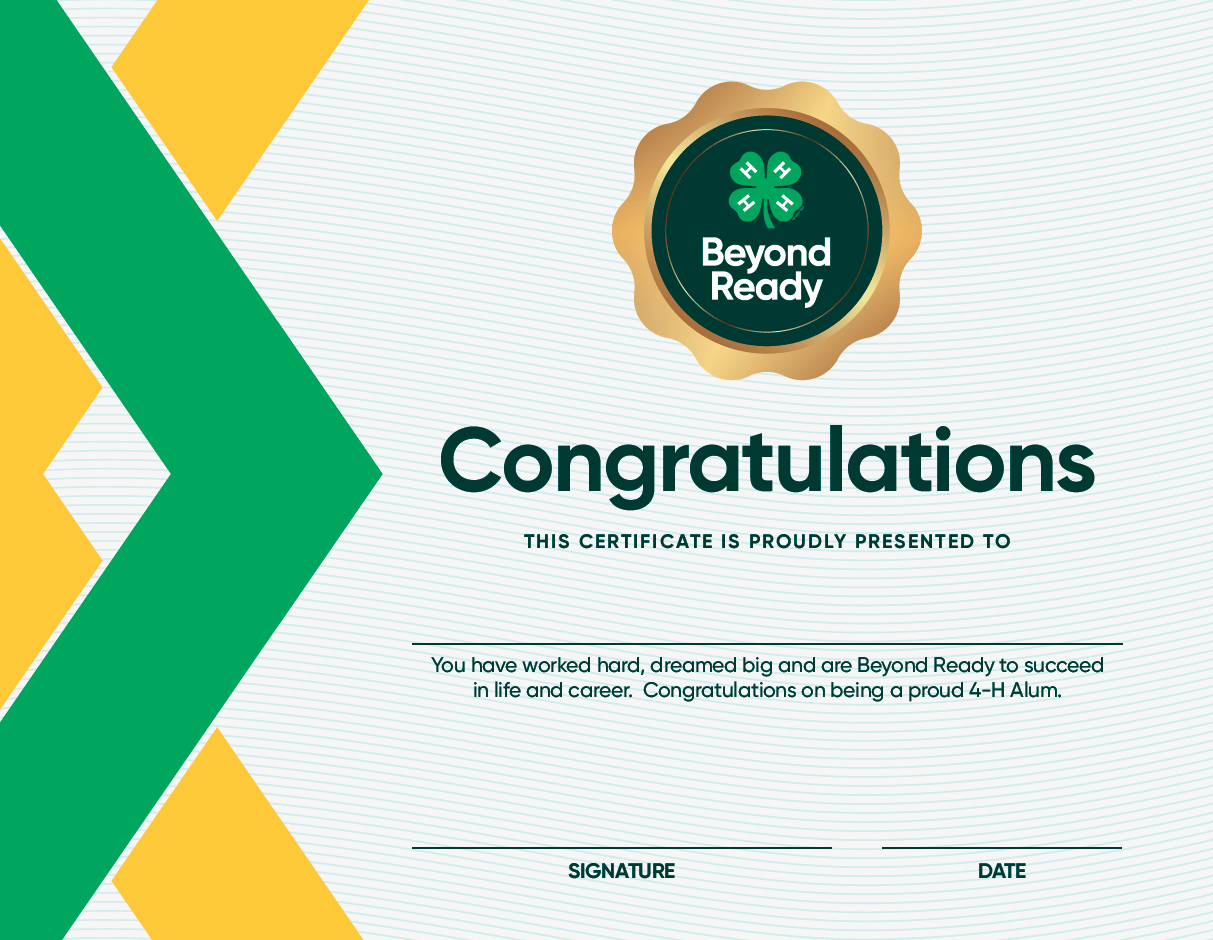 Beyond Ready Alum Certificate (20-Pack) – Shop 4-H