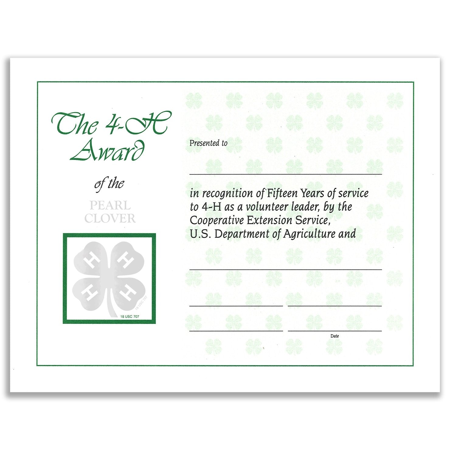 15 Year Recognition Certificate – Shop 4-H