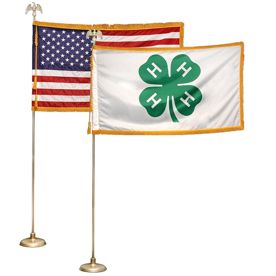 Mounted 4' x 6' 4-H & USA Flag Set with Stands – Shop 4-H